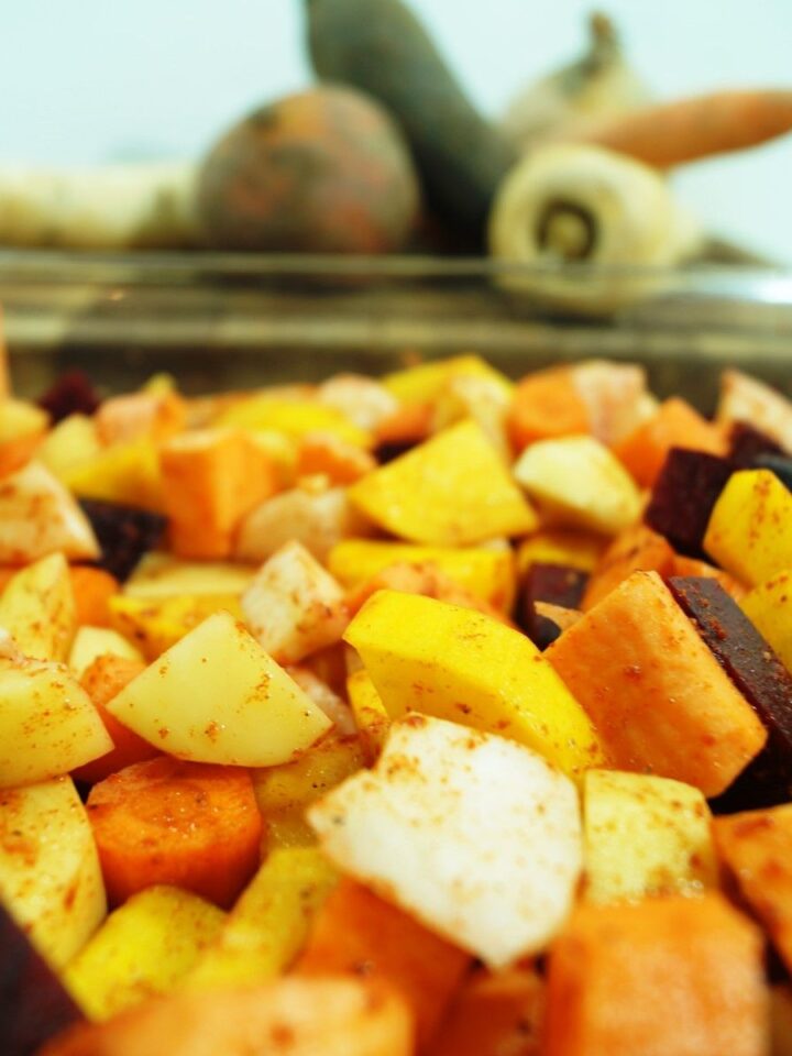 Ovnbagte rodfrugter med marinade - Revet parmesan - Min Madopskrift